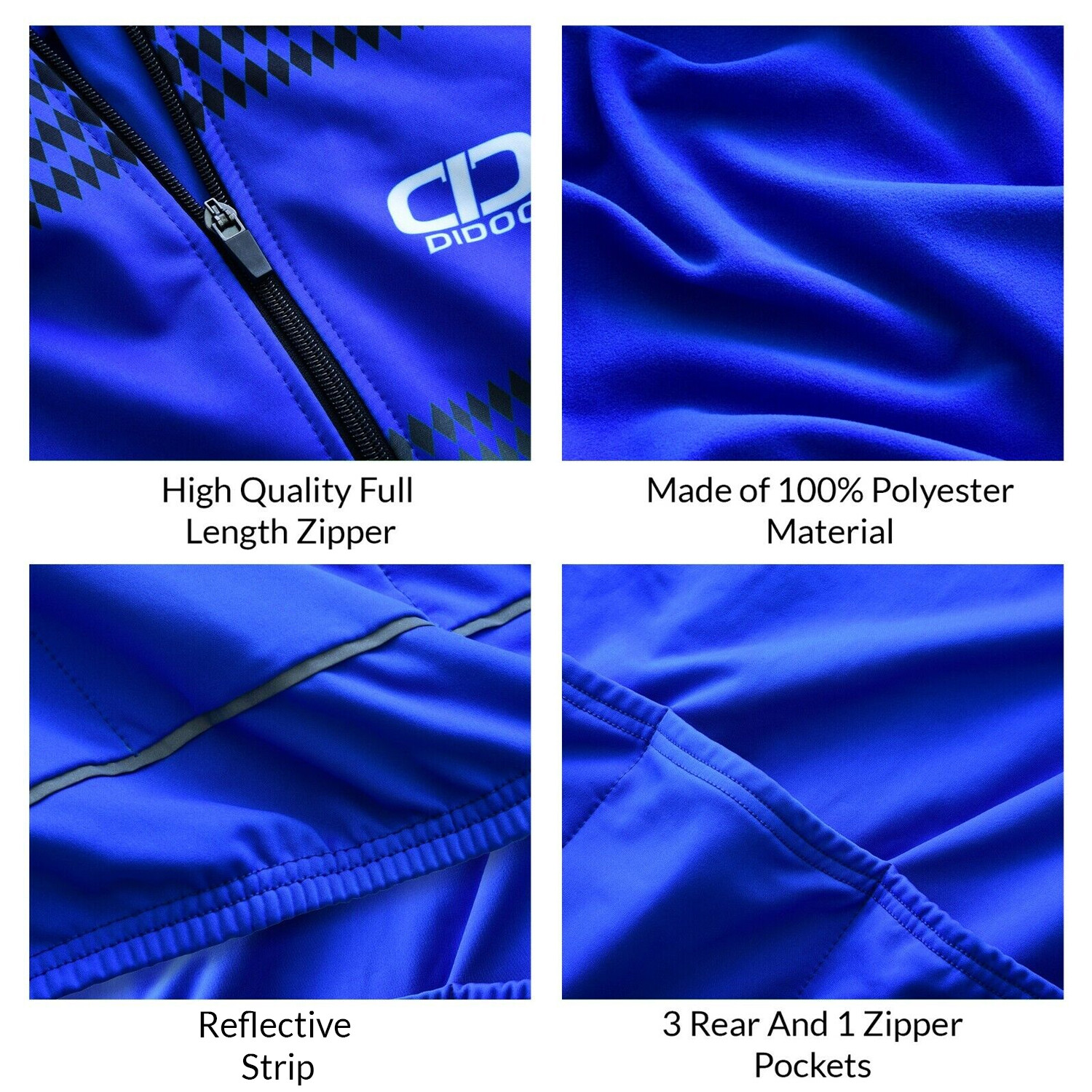DIDOO Mens Cycling Jersey Winter Sports Bicycle Long Sleeve Racing Full ...