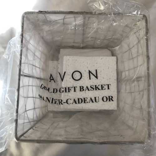 Avon gold gift basket with ribbon, tissue paper, and cello outer bag ...