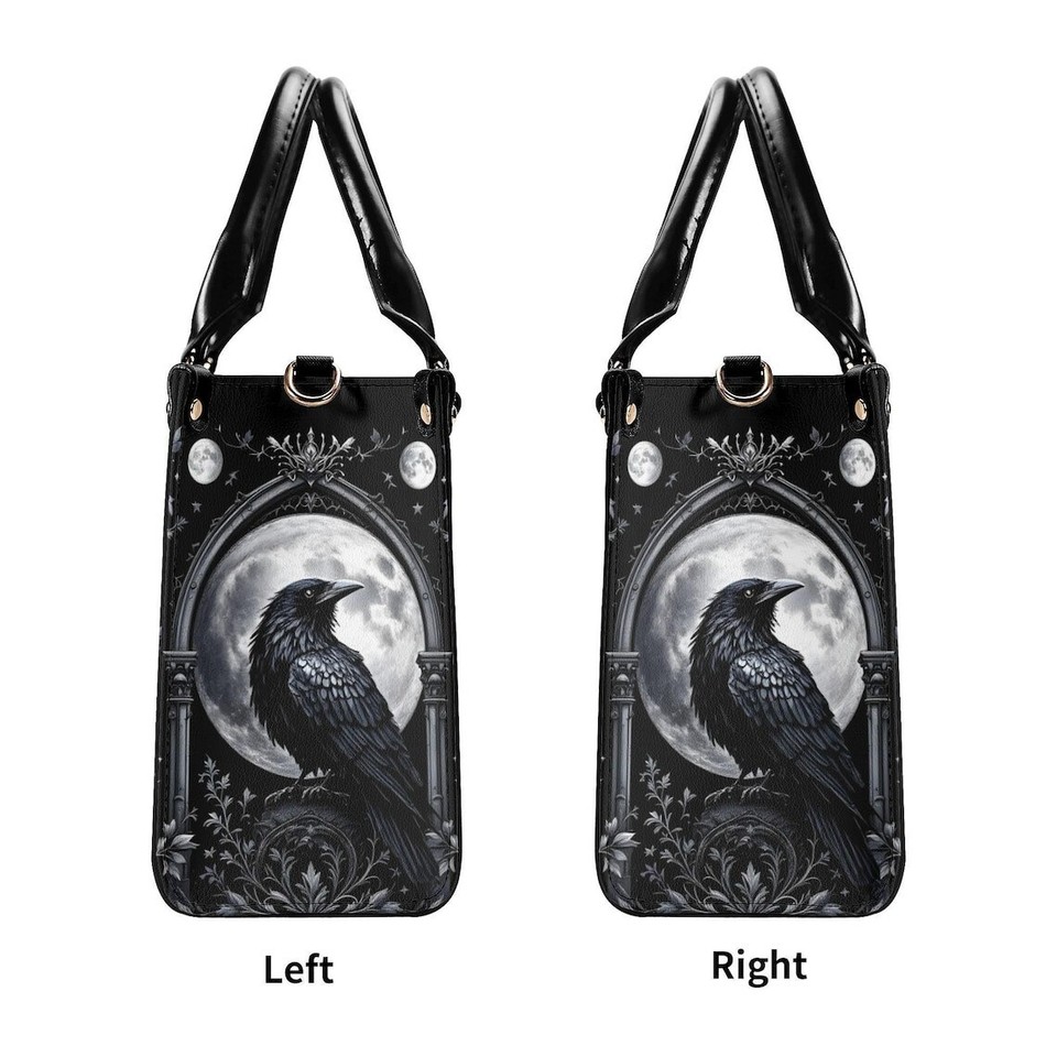 Personalized Raven Goth Leather Handbag, Gothic Raven Leather Bag Gift ...