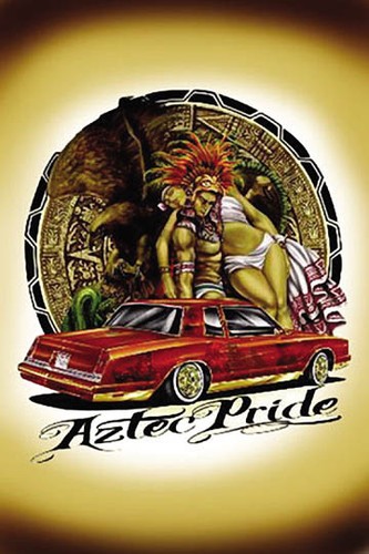 "Aztec Pride" with Lowrider Car Eagle Latino Mexican Culture Tribal Art ...