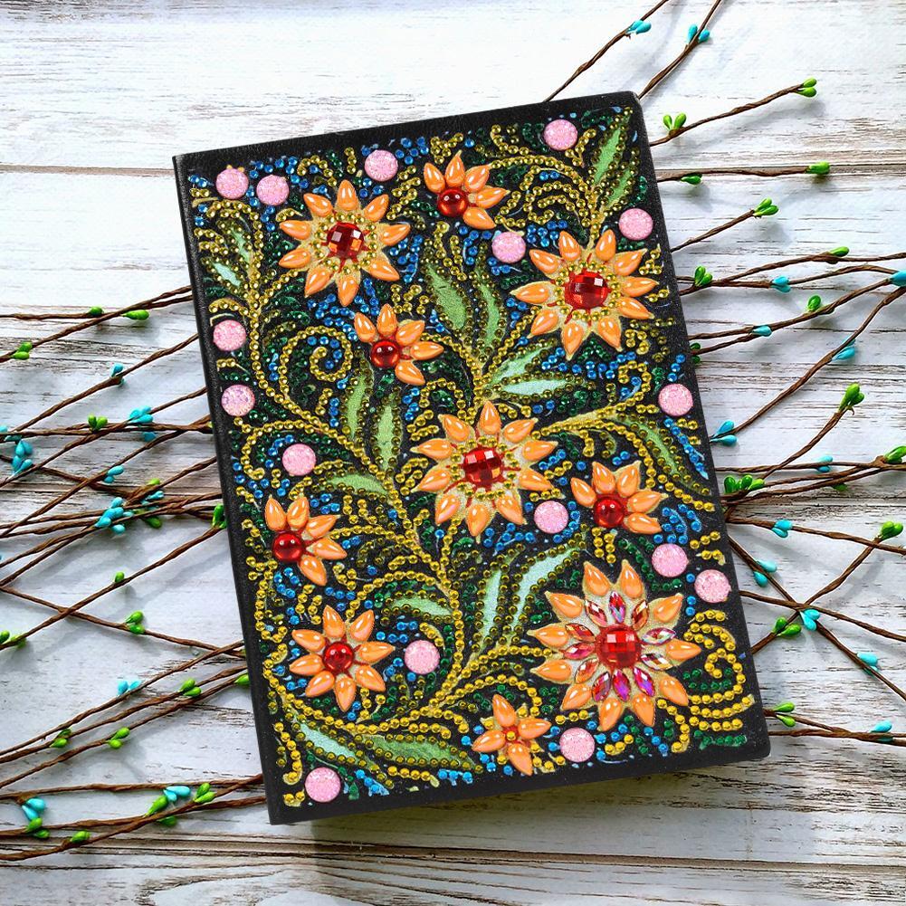 DIY Flower Special Shaped Diamond Painting 50 Pages A5 Notebook Diary ...
