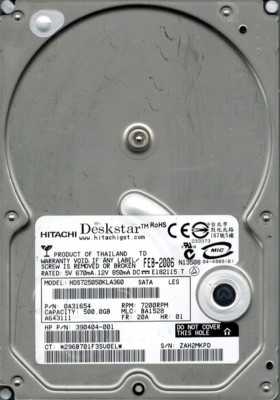 Hitachi HDS725050KLA360 P/N: 0A31654 MLC: BA1528 500GB | eBay
