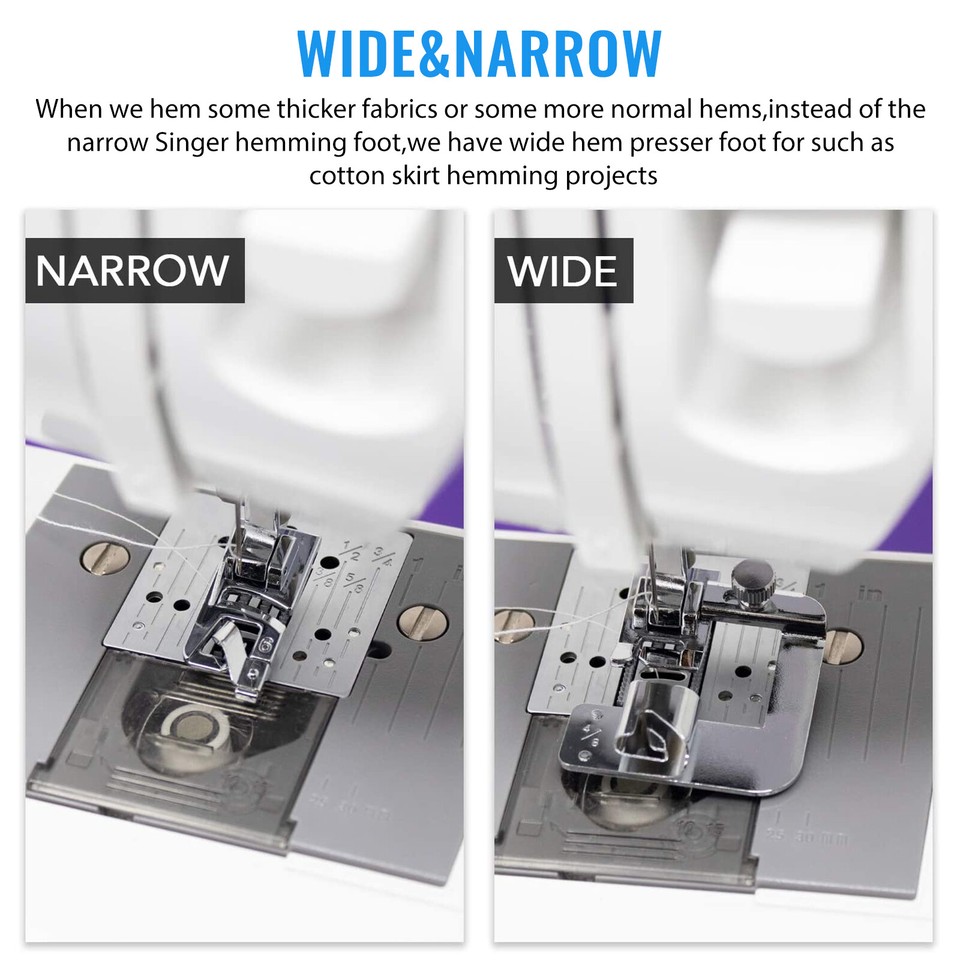 6X Narrow/Wide Rolled Hem Presser Foot for Singer Brother Sewing ...
