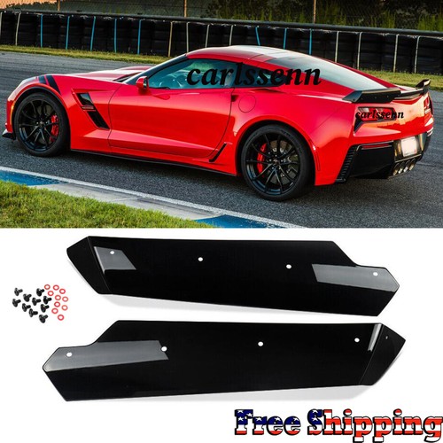 For 2014-2019 Corvette C7 Z06 A Pair Gloss Black Rear Spoiler Wing Side ...