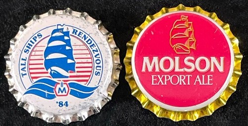 2 MOLSON BEER VINTAGE PLASTIC LINED BOTTLE CAP TORONTO ONTARIO CANADA ...