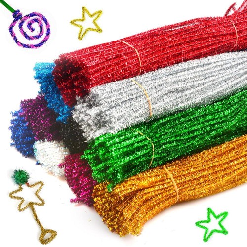 Wool Top Glitter Chenille Stems Cleaners Plush Tinsel Sticks DIY Craft ...
