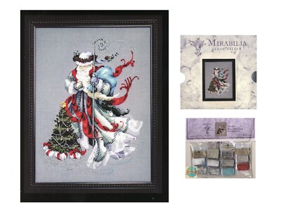 MIRABILIA Cross Stitch PATTERN and EMBELLISHMENT Pk WINTER WHITE SANTA ...
