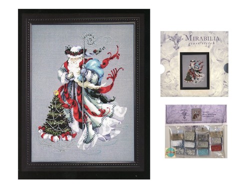 MIRABILIA Cross Stitch PATTERN and EMBELLISHMENT Pk WINTER WHITE SANTA ...
