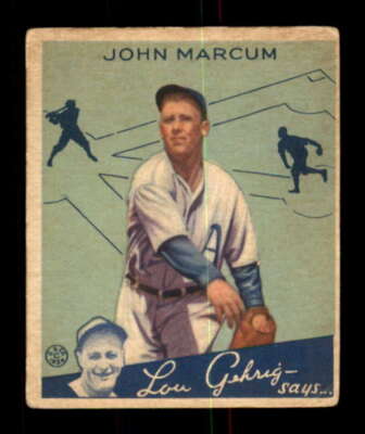 1934 Goudey #69 Johnny Marcum G RC Rookie Athletics 559437 | eBay