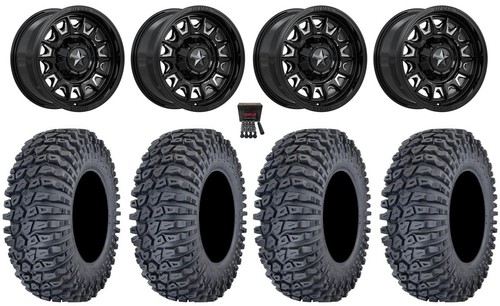 MSA Commander 15" Wheels Black 37" Rockinator Tires Polaris RZR XP 1000 ...
