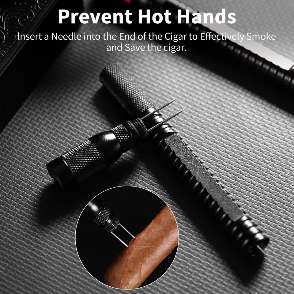 Cigar Punch 4-in-1 Draw Enhancer Tool with Double Size Cigar Punch and ...