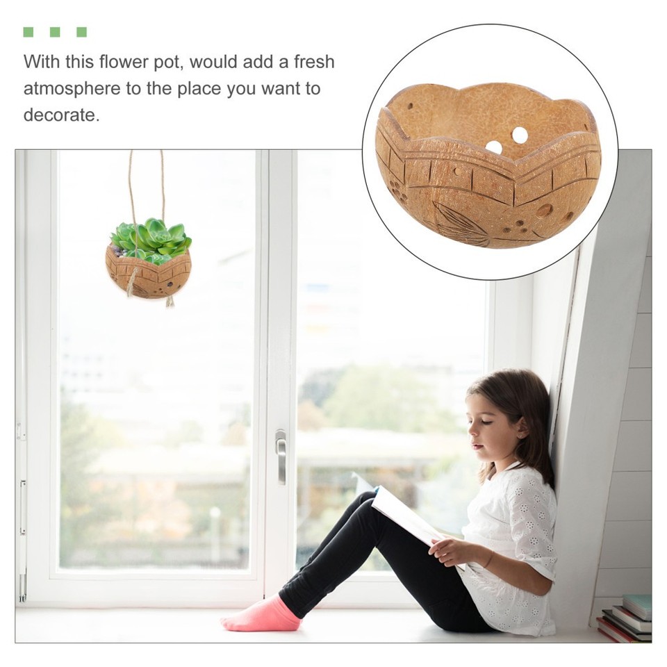 Garden Decoration Succulents Hanging Pots Plants Hanging Coconut Shell ...