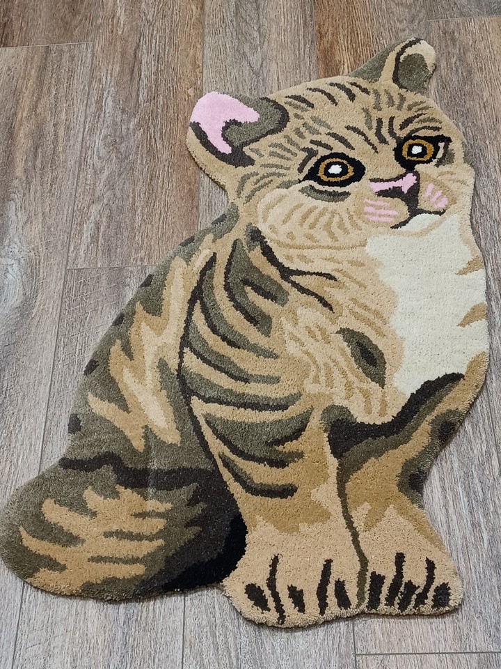 Tibetan Cat Rug Animal Shape Handmade Kids Boho Rug Aesthetic Rug 2x3 ...