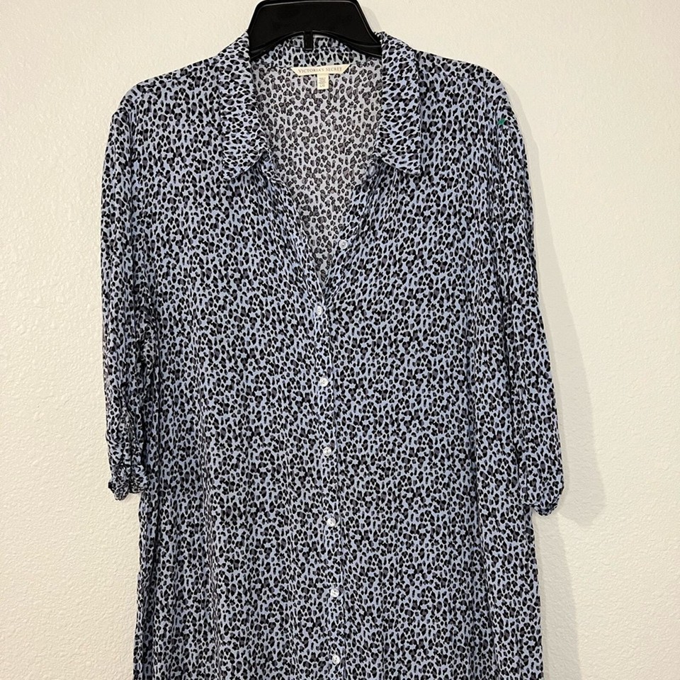 Victoria Secret Cover/Robe/Dress Blue Cheetah Print Size L | eBay