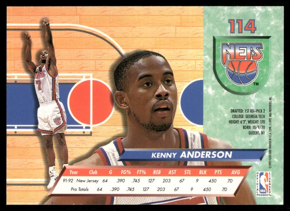 1992-93 Ultra #114 Kenny Anderson New Jersey Nets | eBay