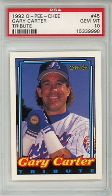 1992 O-PEE-CHEE #45 GARY CARTER TRIBUTE PSA 10 GEM MINT - NEW YORK METS ...