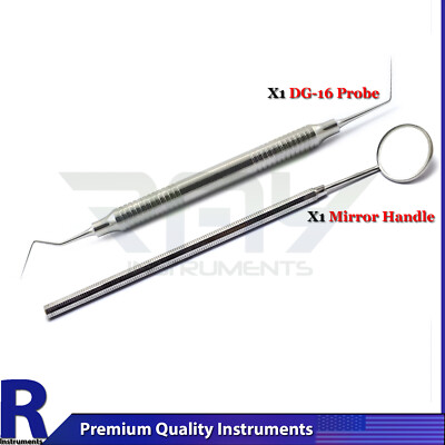 Set of 2 Endodontic Explorer Probe DG-16 Mouth Mirror Handle Oral ...