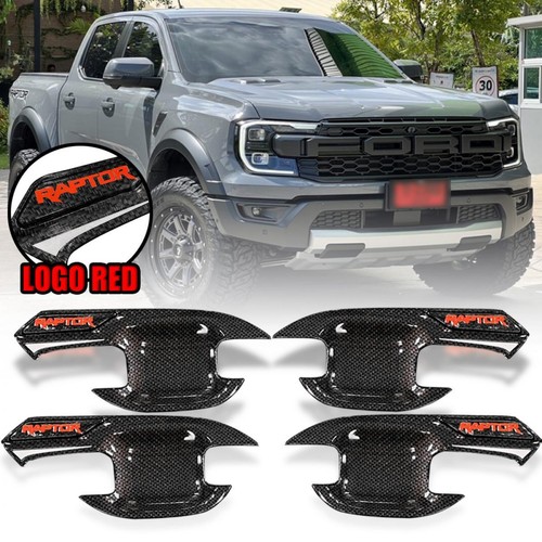 Set Door Handle Bowl Red Logo Carbon Cover For Ford Ranger P703 Raptor ...