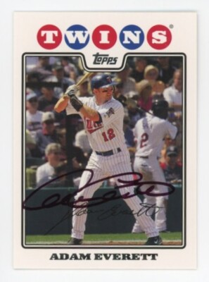 SIGNED BASEBALL CARD AUTO TOPPS 2008 ADAM EVERETT MINNESOTA TWINS #346 ...