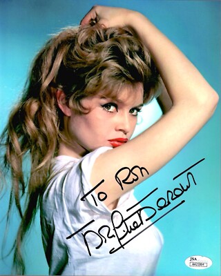 BRIGITTE BARDOT HAND SIGNED 8x10 COLOR PHOTO VERY SEXY POSE TO RON JSA ...