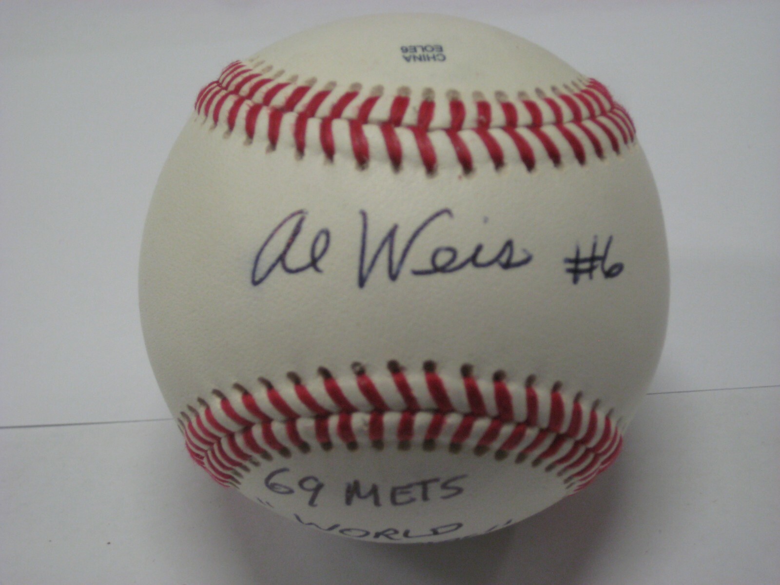 AL WEIS #6 SIGNED BASEBALL INSCRIBED 69 METS "WORLD CHAMPS" COA FREE ...
