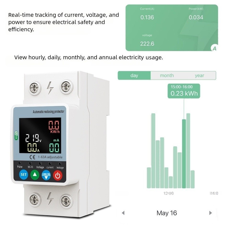 63A Wireless Circuit Breaker with Real Time Power Consumption ...