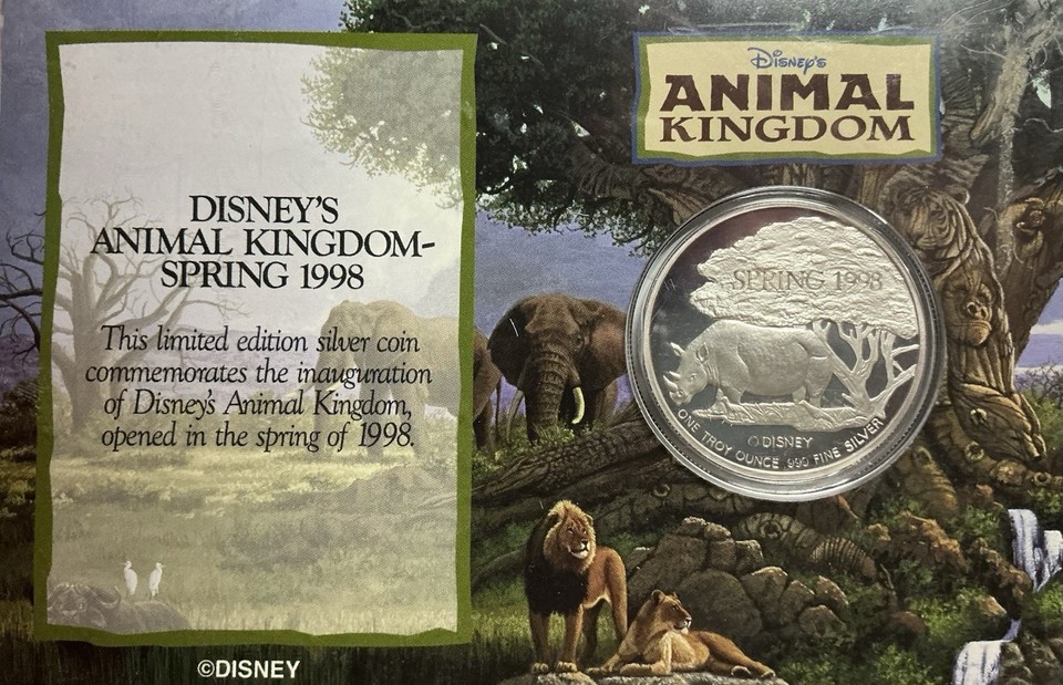 1998 Animal Kingdom Opening .999 Fine Silver 1 oz Coin Tree of Life ...