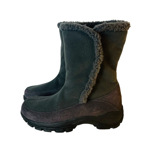 Lands End Boots Womens 8 B Sherpa Fleece Lined Winter Gray Suede Casual ...