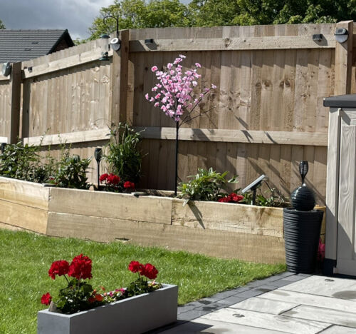 Solar Powered Garden Stake Cherry Blossom Tree with Lights Outdoor Pink ...