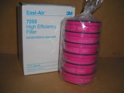 6 3M 7255 EASI-AIR HIGH EFFICIENCY HEPA CARTRIDGE FILTER 3M7255 FILTERS ...