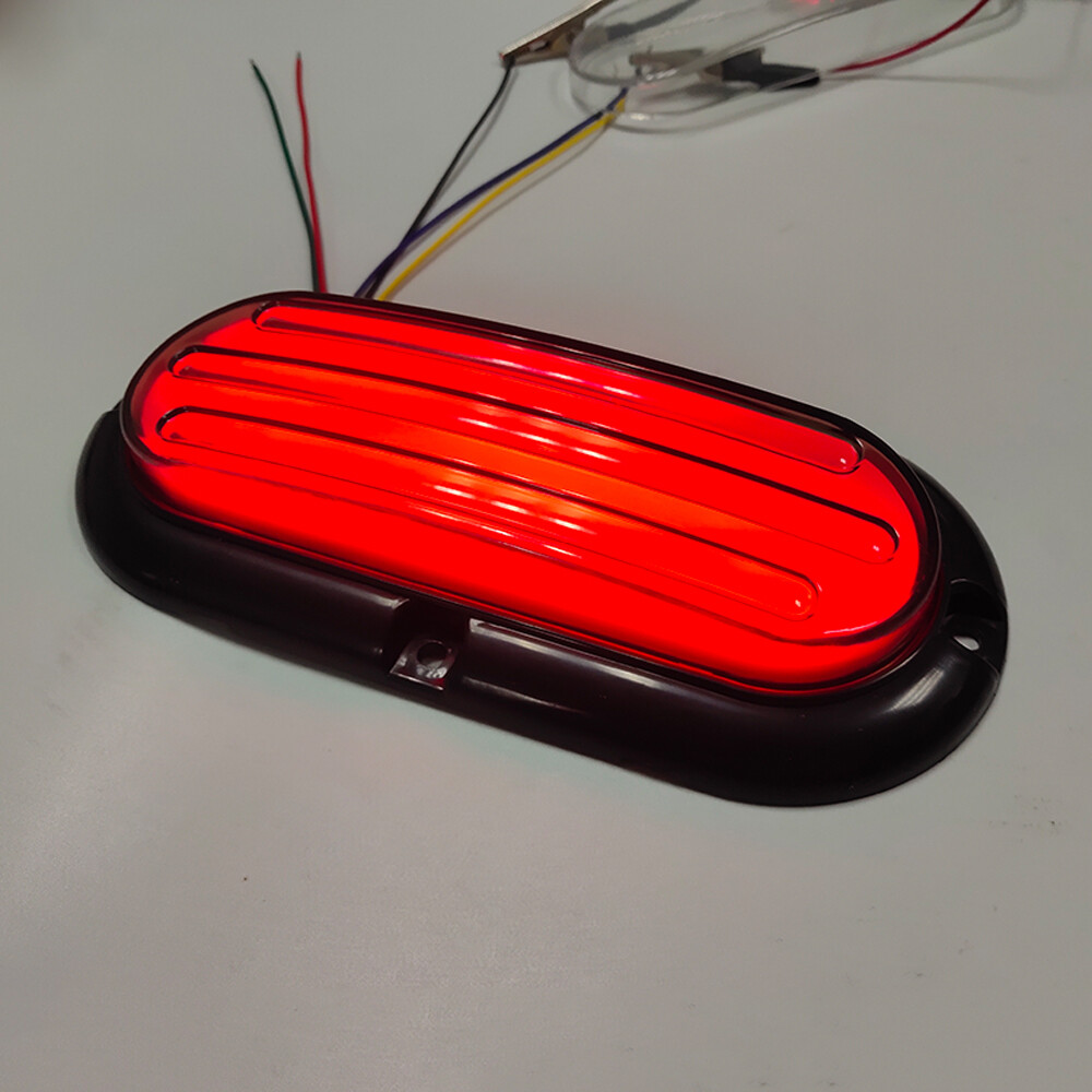 2X 6" Red/Amber Flash Oval LED Stop Turn Tail Brake Truck Trailer ...