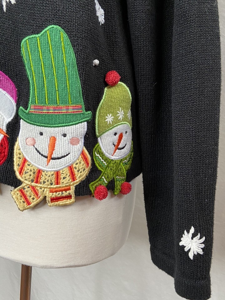 Vintage Christmas Sweater All Points by Reference Point Black White ...