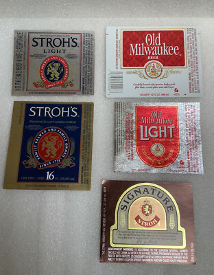 Stroh Brewery Co Detroit MI Beer Labels Stroh’s Signature Old Milwaukee ...