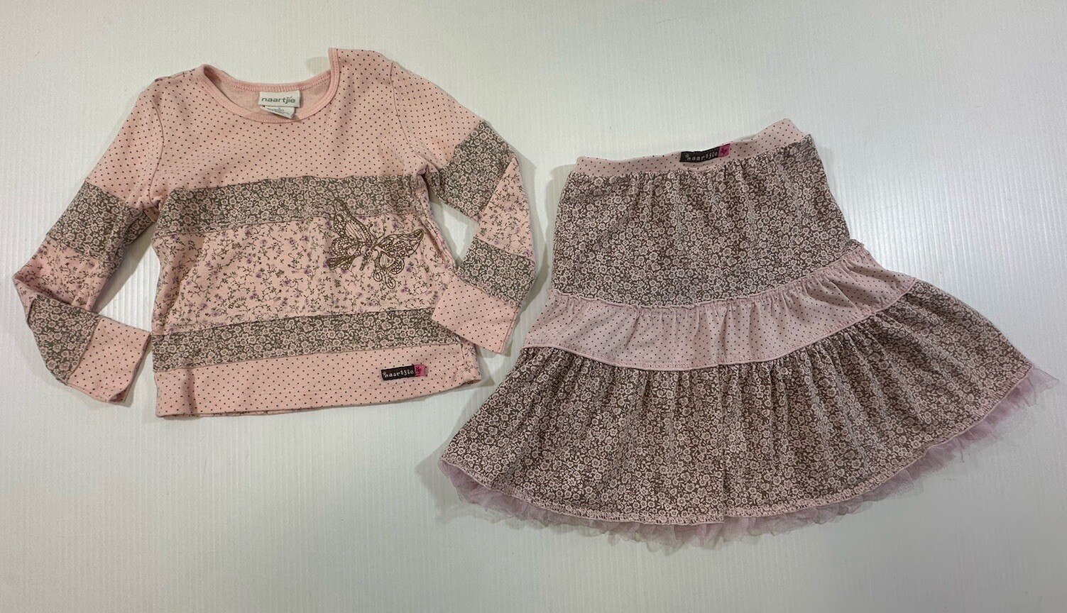 Naartje Girls Lt Pink Cotton Long Sleeve Tee Shirt Skirt 2Pc Set 3 4 | eBay