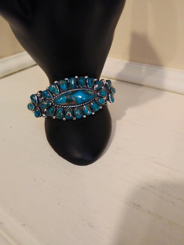 Santa Fe Mojave Sterling Silver Mix Blue Turquoise Cuff Bracelet ...