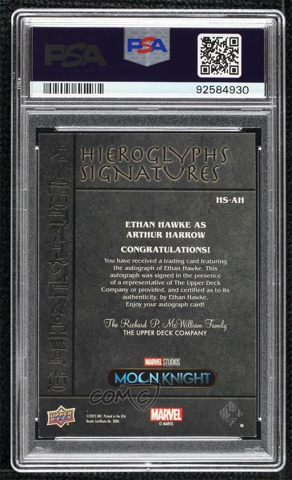 2023 Upper Deck Moon Knight Heiroglyphs Signatures Ethan Hawke PSA 7 ...