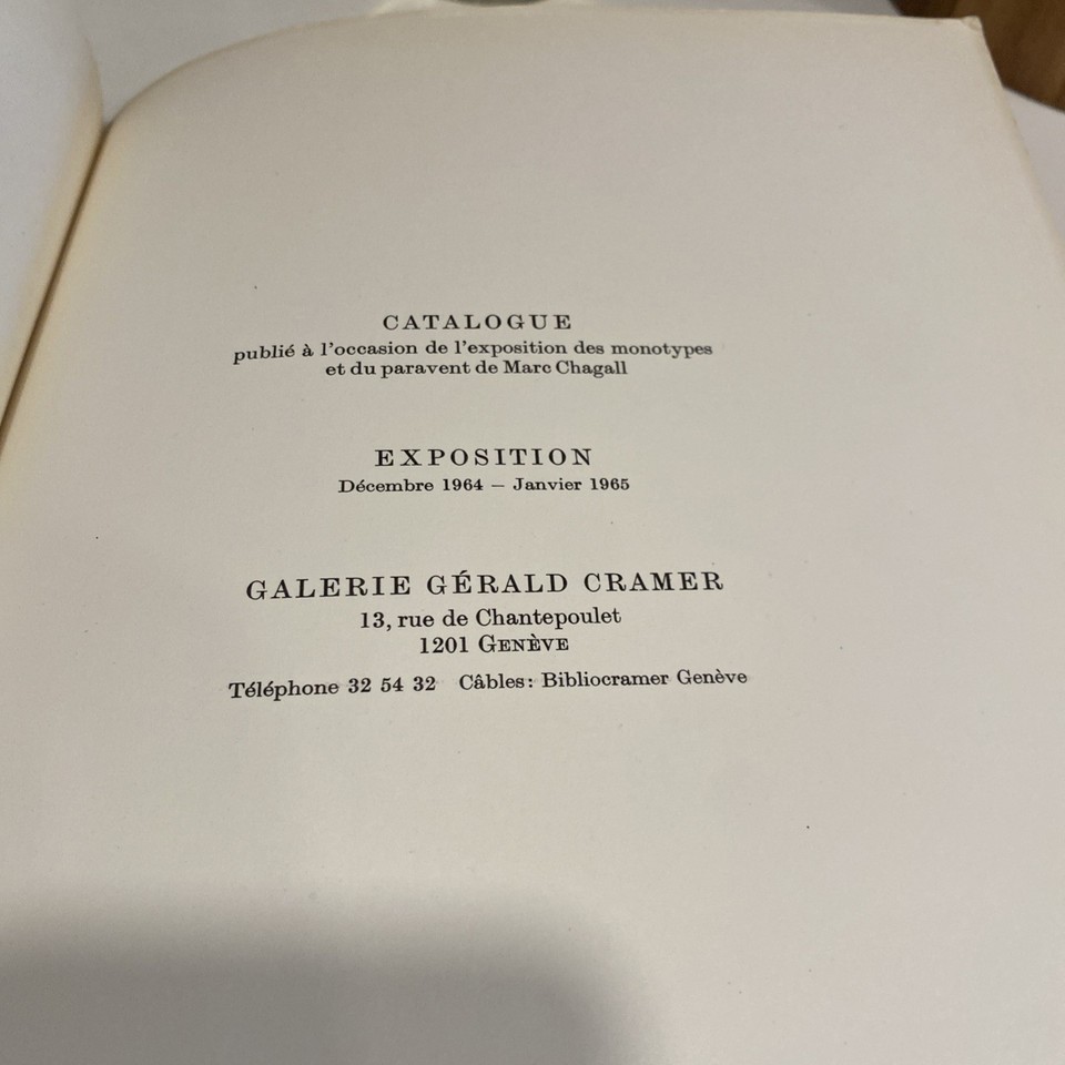 Marc Chagall Monotypes Catalogue En Noir Er Em Couleurs 1961-1963 Book ...