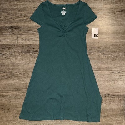 NWT So Medium Dress Green Ribbed Lightweight Cotton/Pyester Size M | eBay