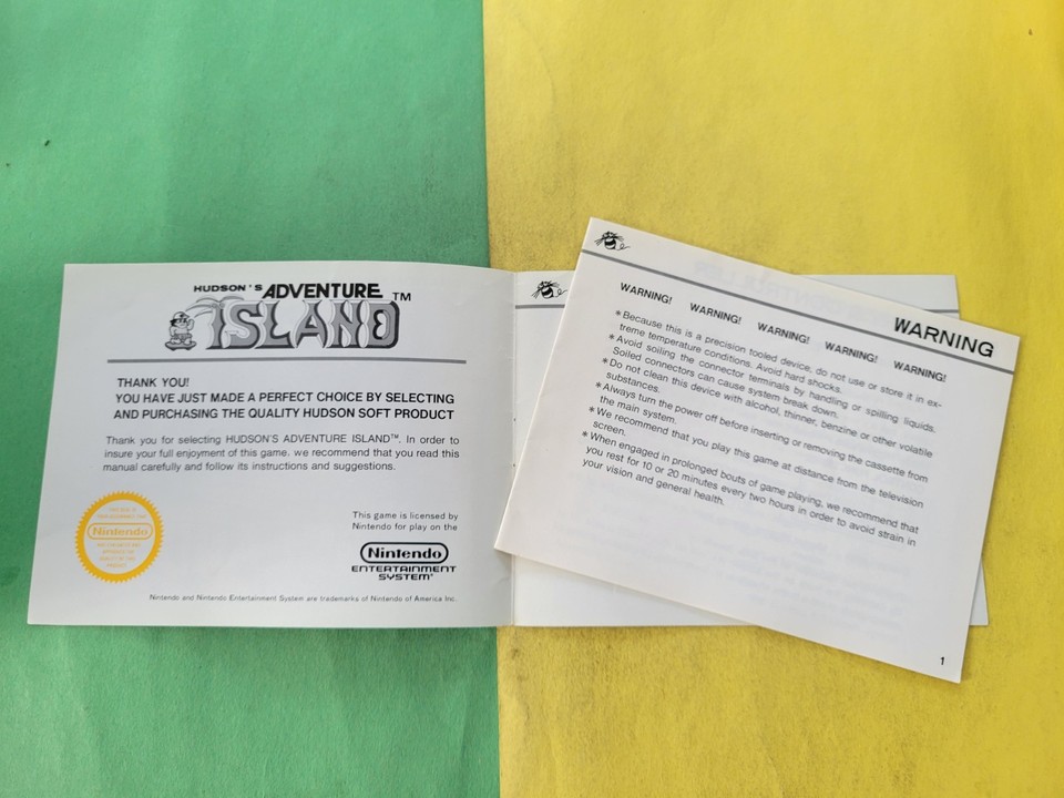 Hudson's Adventure Island NES Nintendo Instruction Manual Booklet Only ...