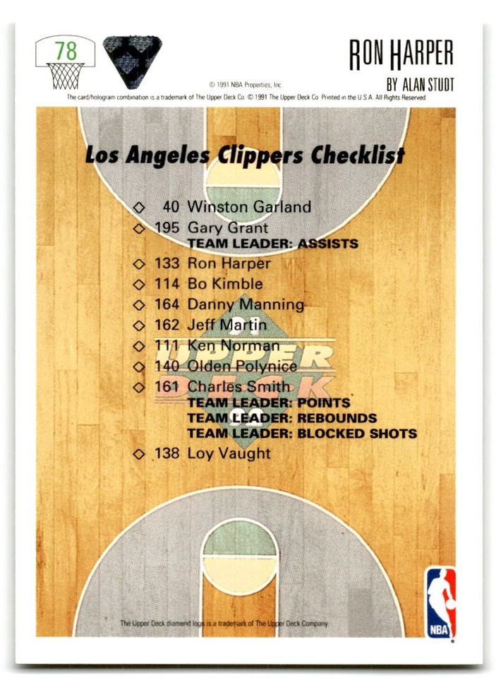 1991-92 Upper Deck #78 Ron Harper Los Angeles Clippers | eBay