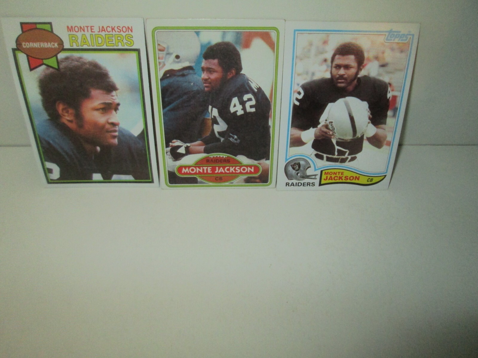 LOT OF 3 MONTE JACKSON 1970s 80s Cards #392 217 191 OAKLAND RAIDERS DB ...
