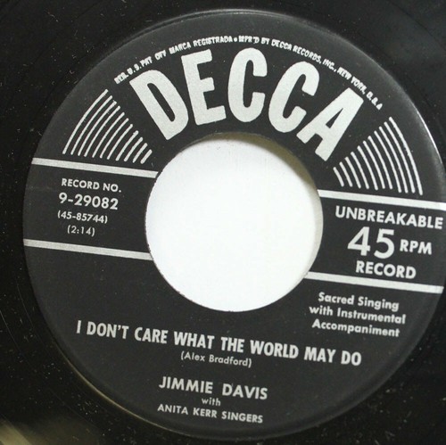 Country 45 Jimmie Davis With Anita Kerr Singers - I Don'T Care What The ...