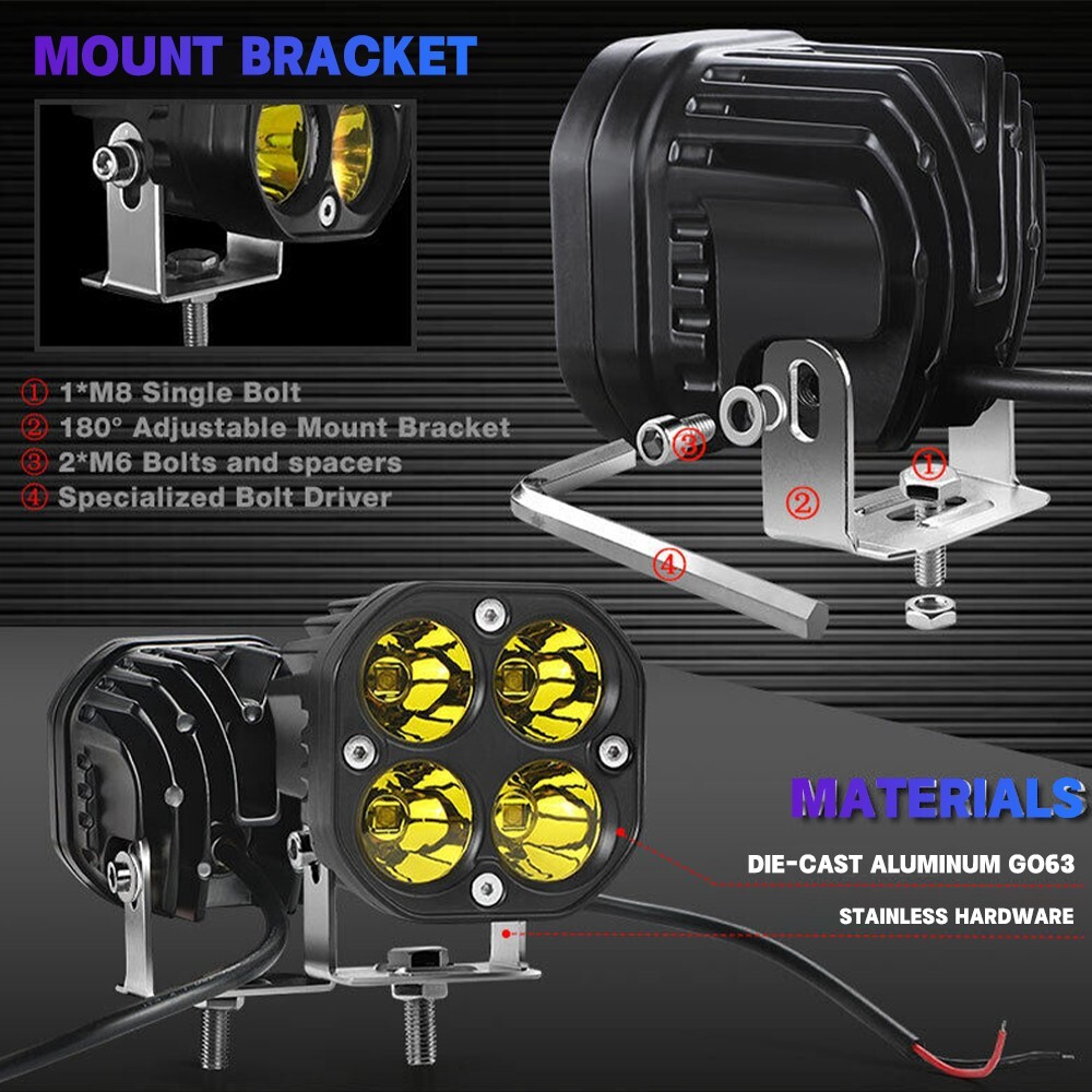 3inch LED Work Light Flood/Spot Cube Pods Bar Driving Fog Lamp Offroad ...