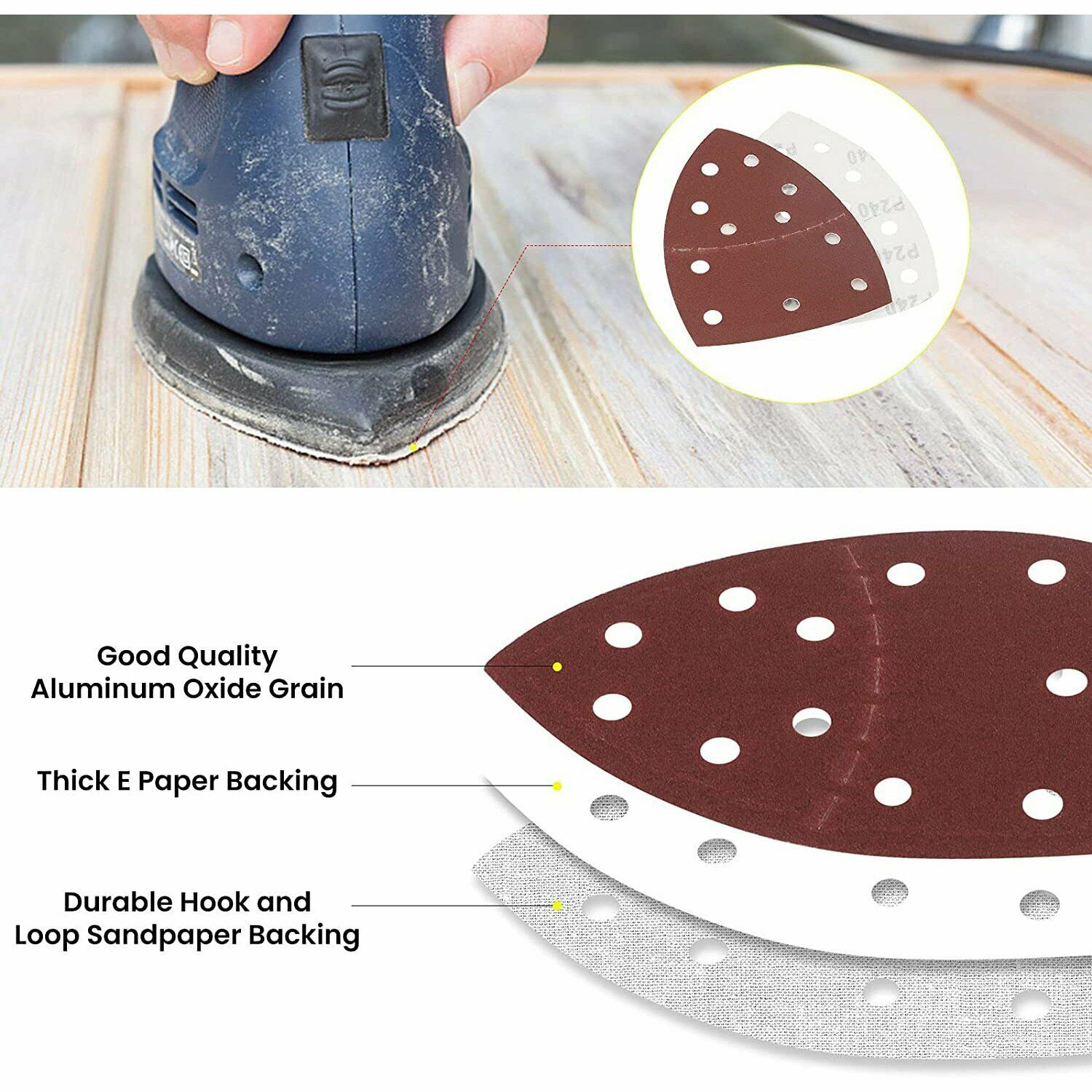 60× 11 Hole Sanding Sheet Triangular Sanding Pads Sandpaper Sanding ...