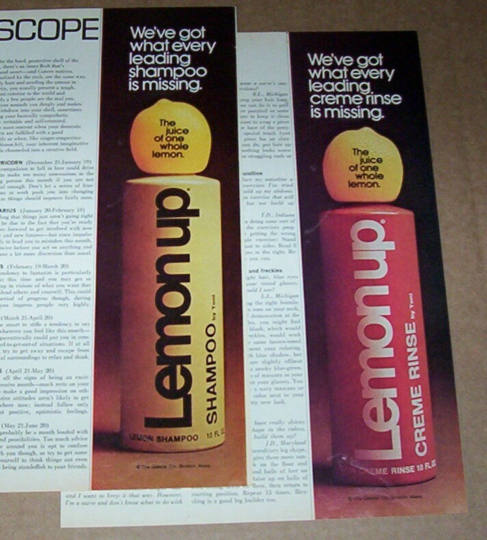 1974 print ad advert - Gillette Toni hair LEMON UP - magazine page ...