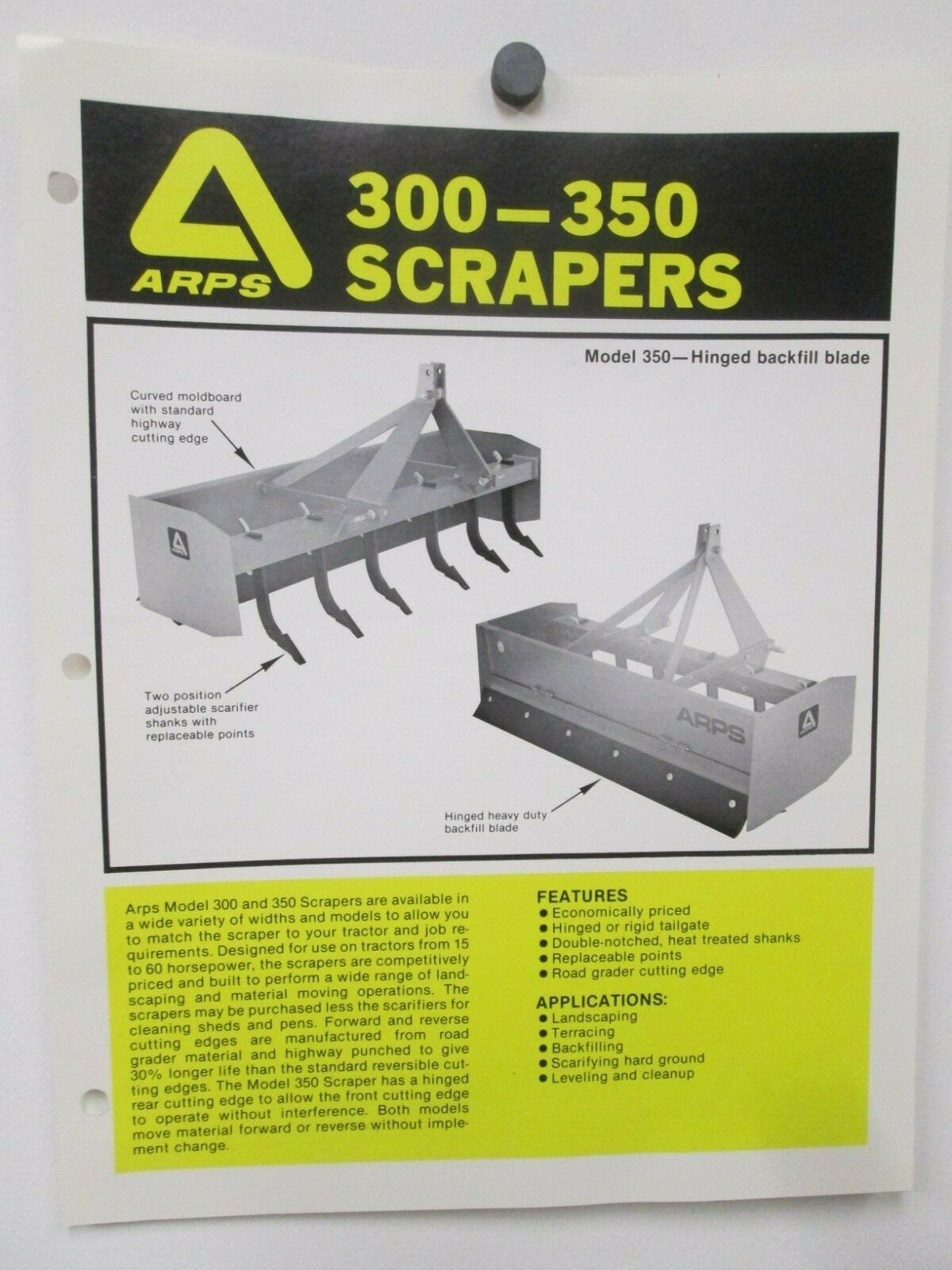 Arps 300 350 Scrapers Hinged Rigid Backfill Blade Brochures ...