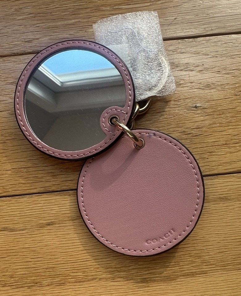 NWT Coach Mirror Bag Charm in Signature Canvas Keychain - Brown & Pink ...