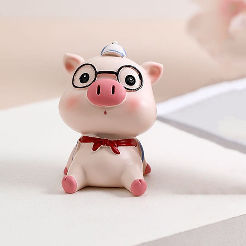 Charming Resin Pig Model Cute Mini Pig Figurine for Birthday Gift ...