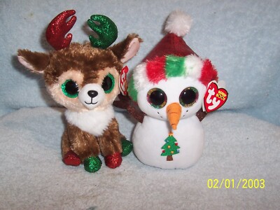 Ty Christmas Kinley The Reindeer & Misty The Snowman New With Tags | eBay