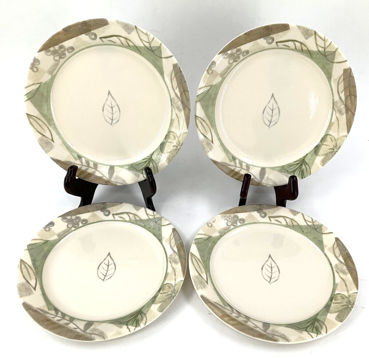 4- Textured Leaves Pattern Vitrelle Corelle 7 1/4" Salad /Dessert ...